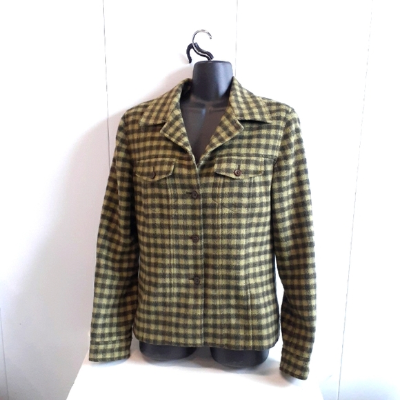Talbots | Jackets & Coats | Talbots Wool Blend Gree Plaid Womens Jacket ...
